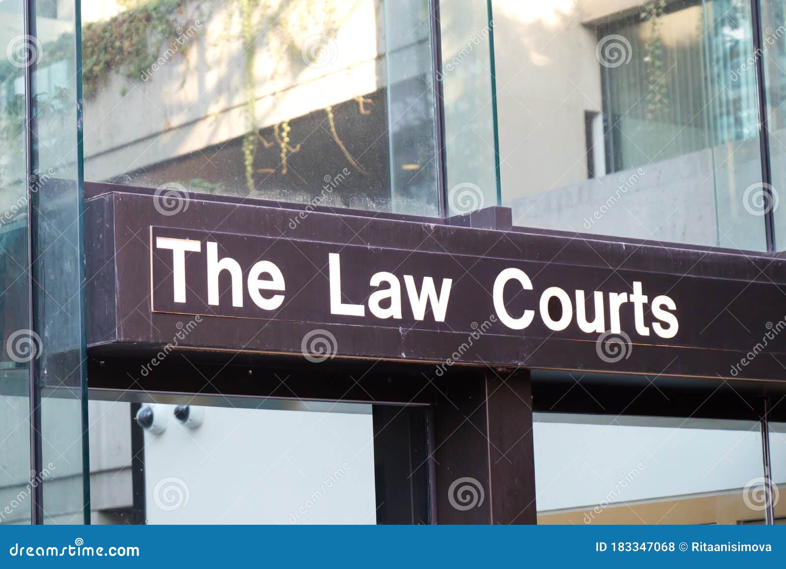 View of Black Sign `the Law Courts` Stock Photo - Image of judgment ...