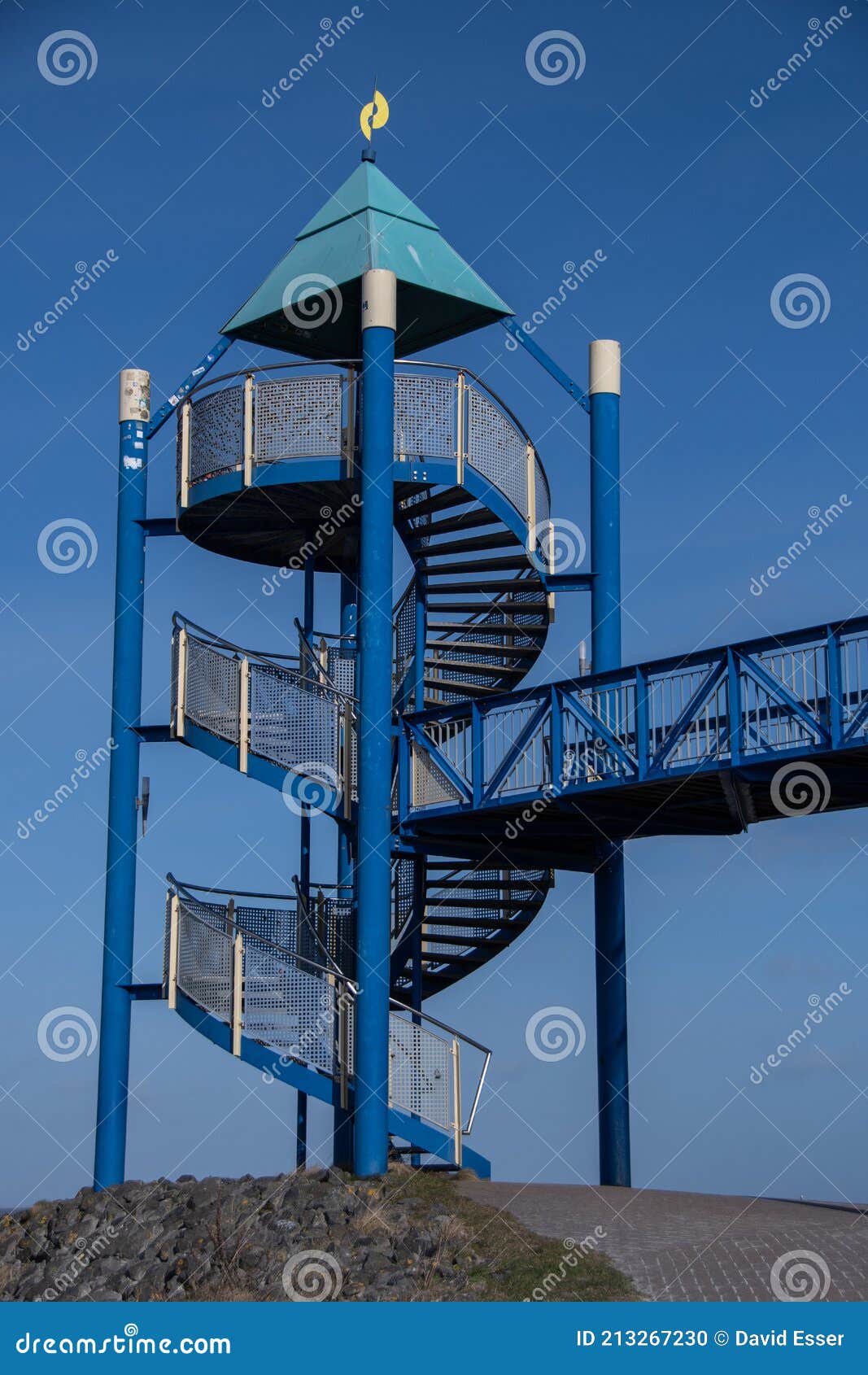 The View of the Blue Bridge with the Observation Tower in Norddeich ...