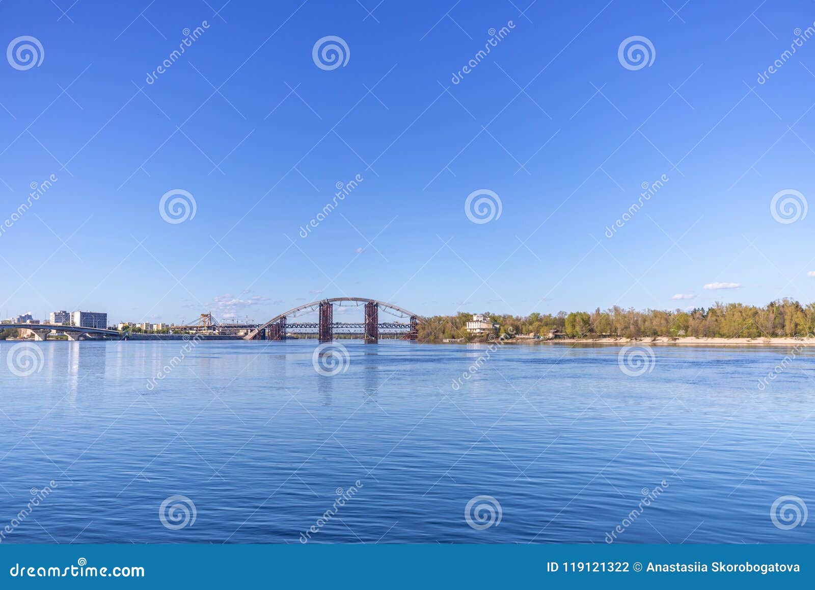View with Blue Deep River and Horizon Line Stock Photo - Image of rest ...