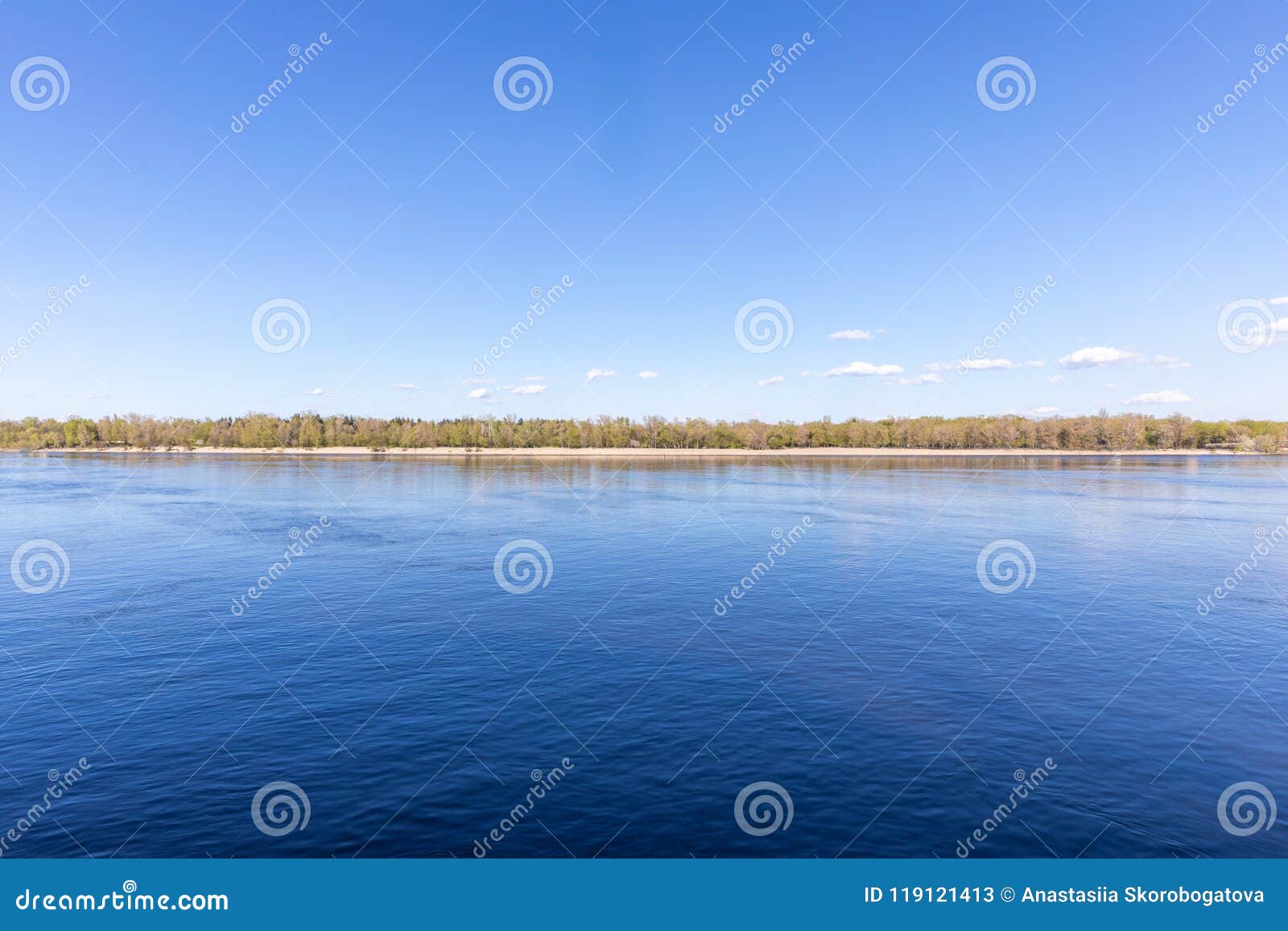 View with Blue Deep River and Horizon Line Stock Image - Image of river ...