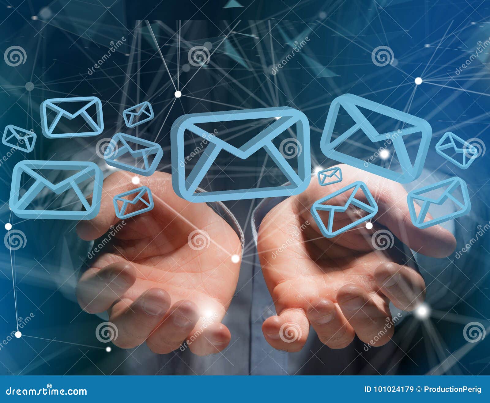 Blue Email Symbol Displayed on a Futuristic Interface - Message Stock ...