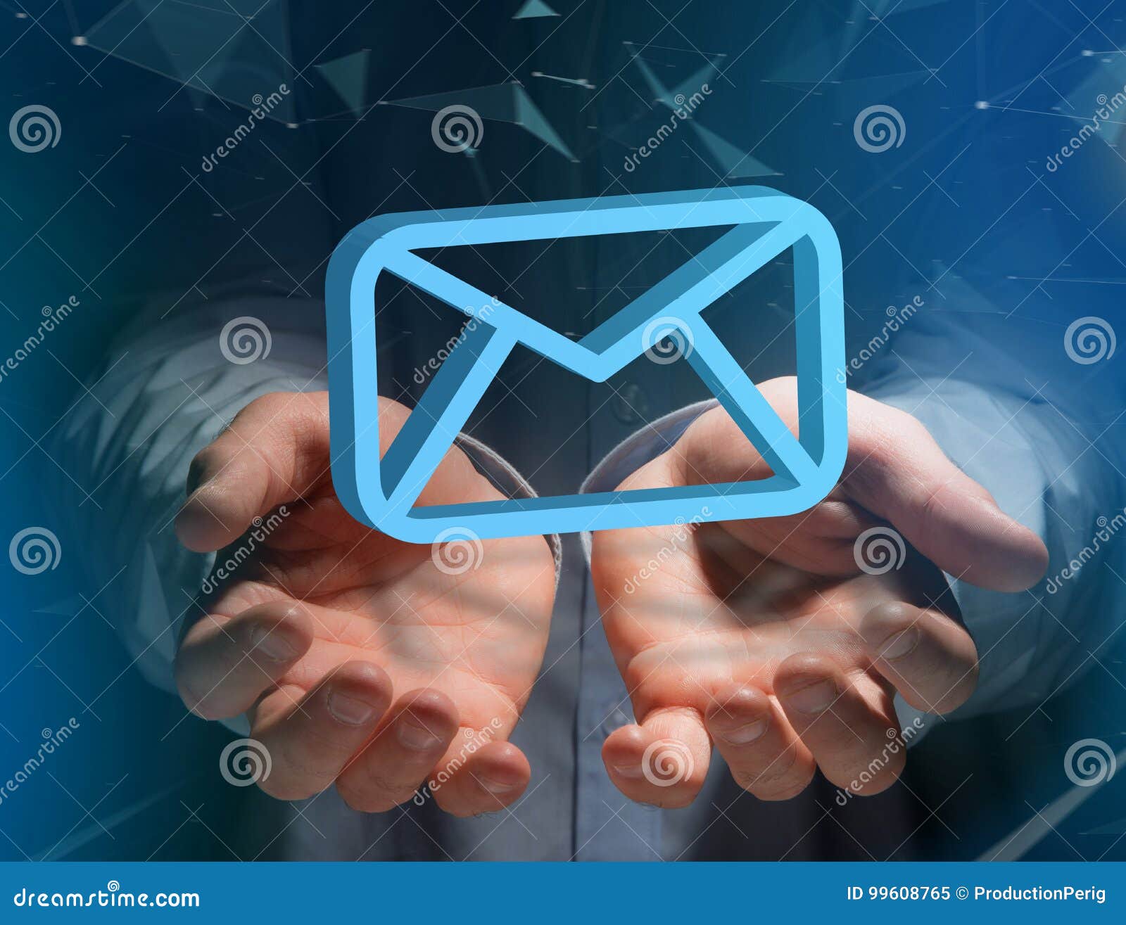 Blue Email Symbol Displayed on a Futuristic Interface - Message Stock ...