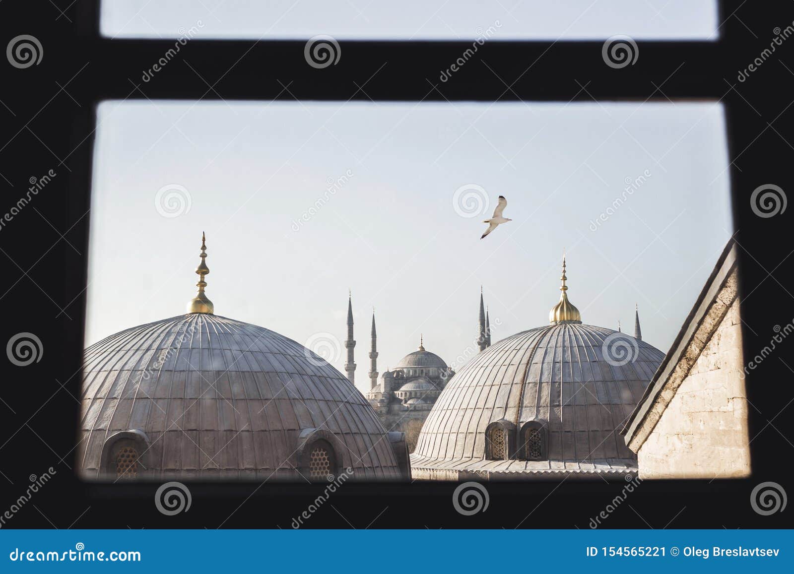 View of Blue Mosque through Window Hagia Sophia Stock Image - Image of ...