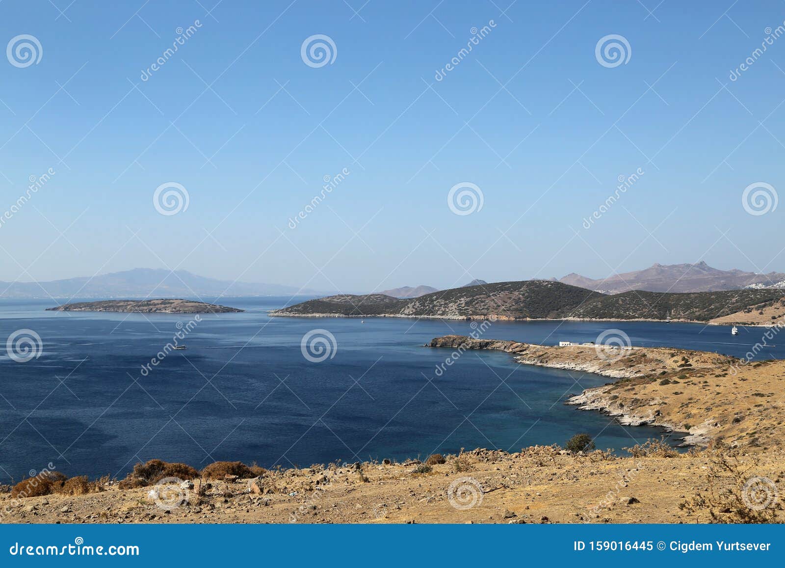 View at Blue Sea and Blue Sky from Gumbet Hill, Turkey Stock Image ...