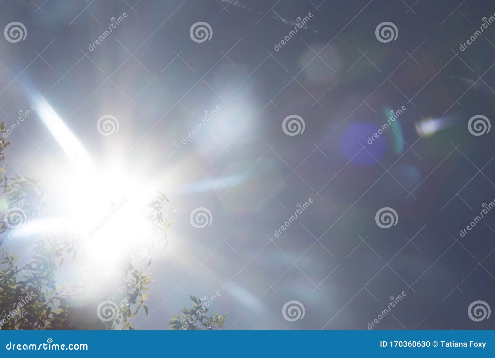 View of Blue Sky with Bright Lights from Sun on it Stock Photo - Image ...