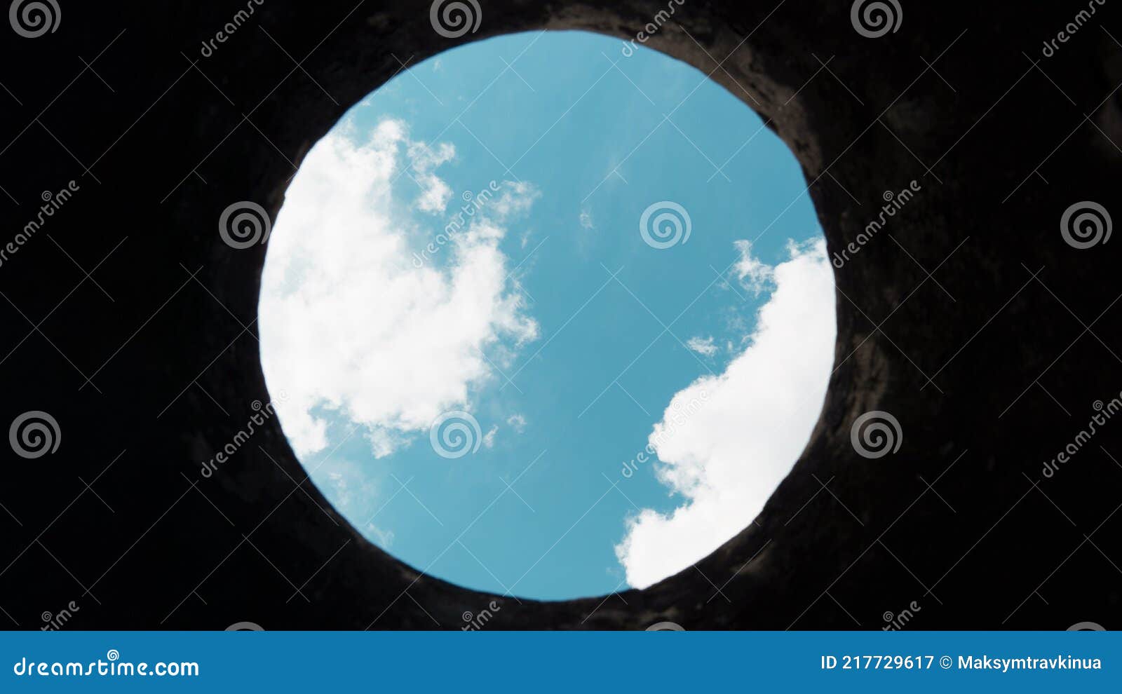 View of the Blue Sky through a Round Hole Stock Image - Image of circle ...