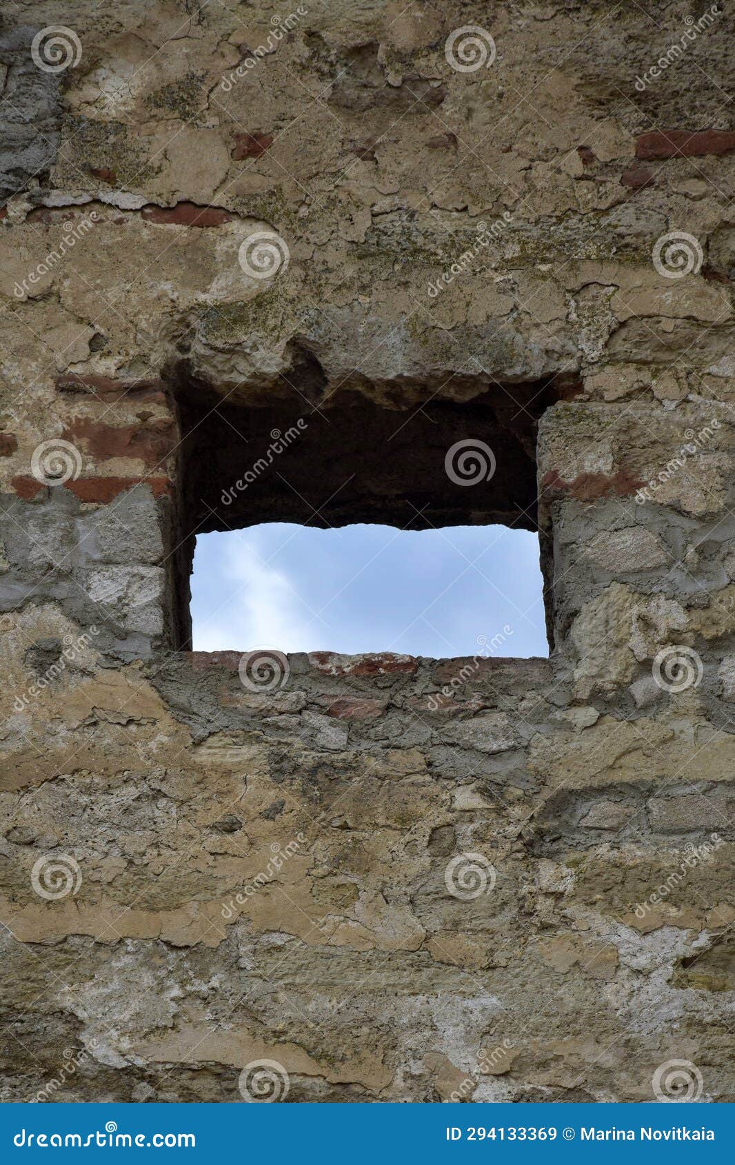 View of the Blue Sky through the Window of the Loophole in the Wall of ...