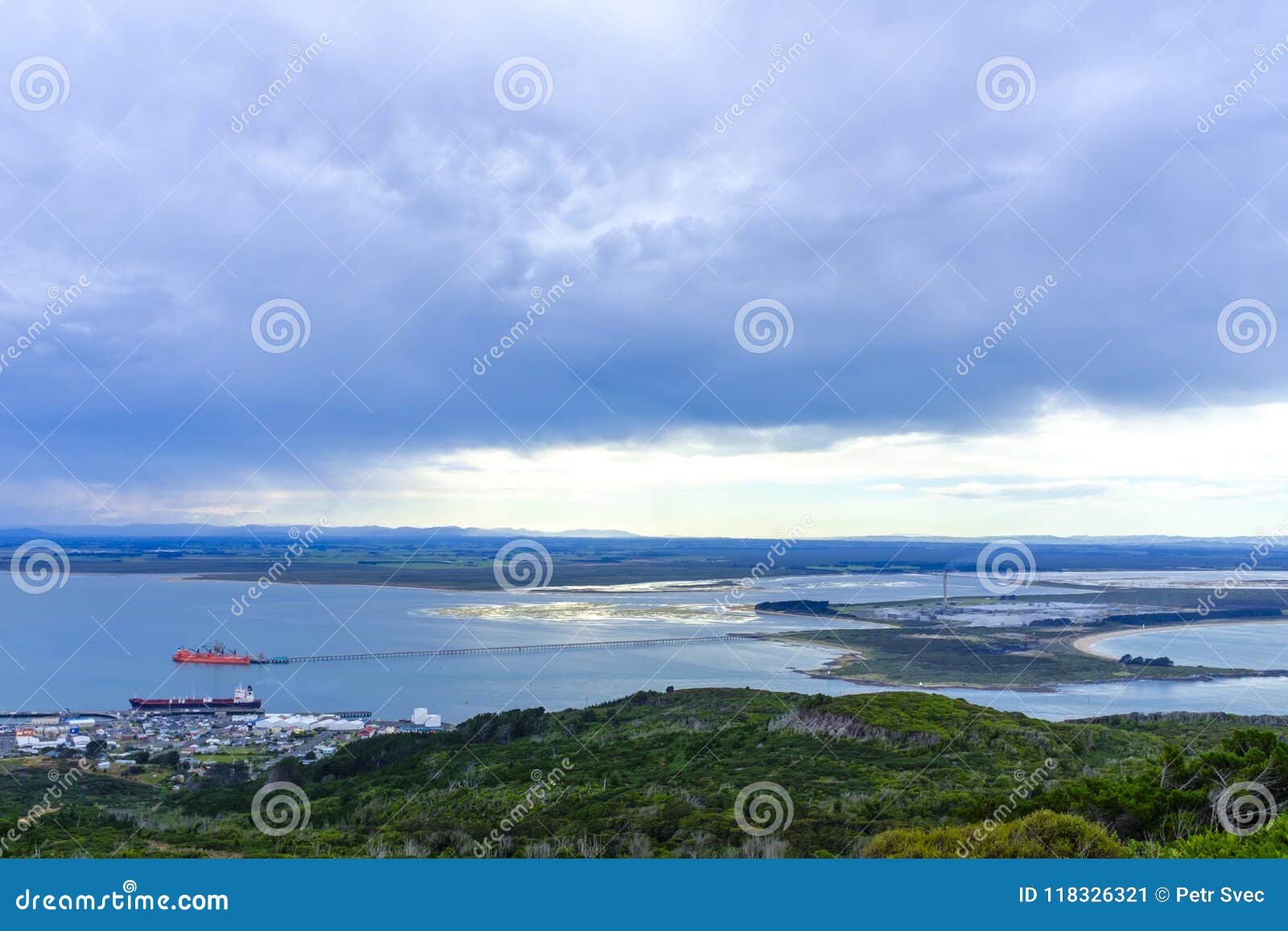 View of the Bluff harbour stock image. Image of transport - 118326321