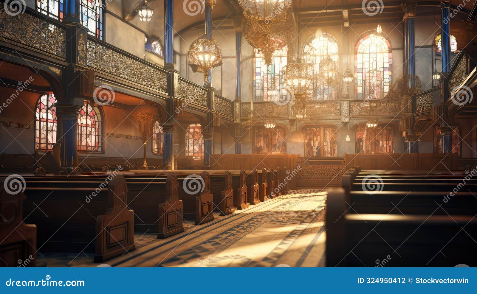 Stained Synagogue Interior Royalty-Free Illustration | CartoonDealer ...