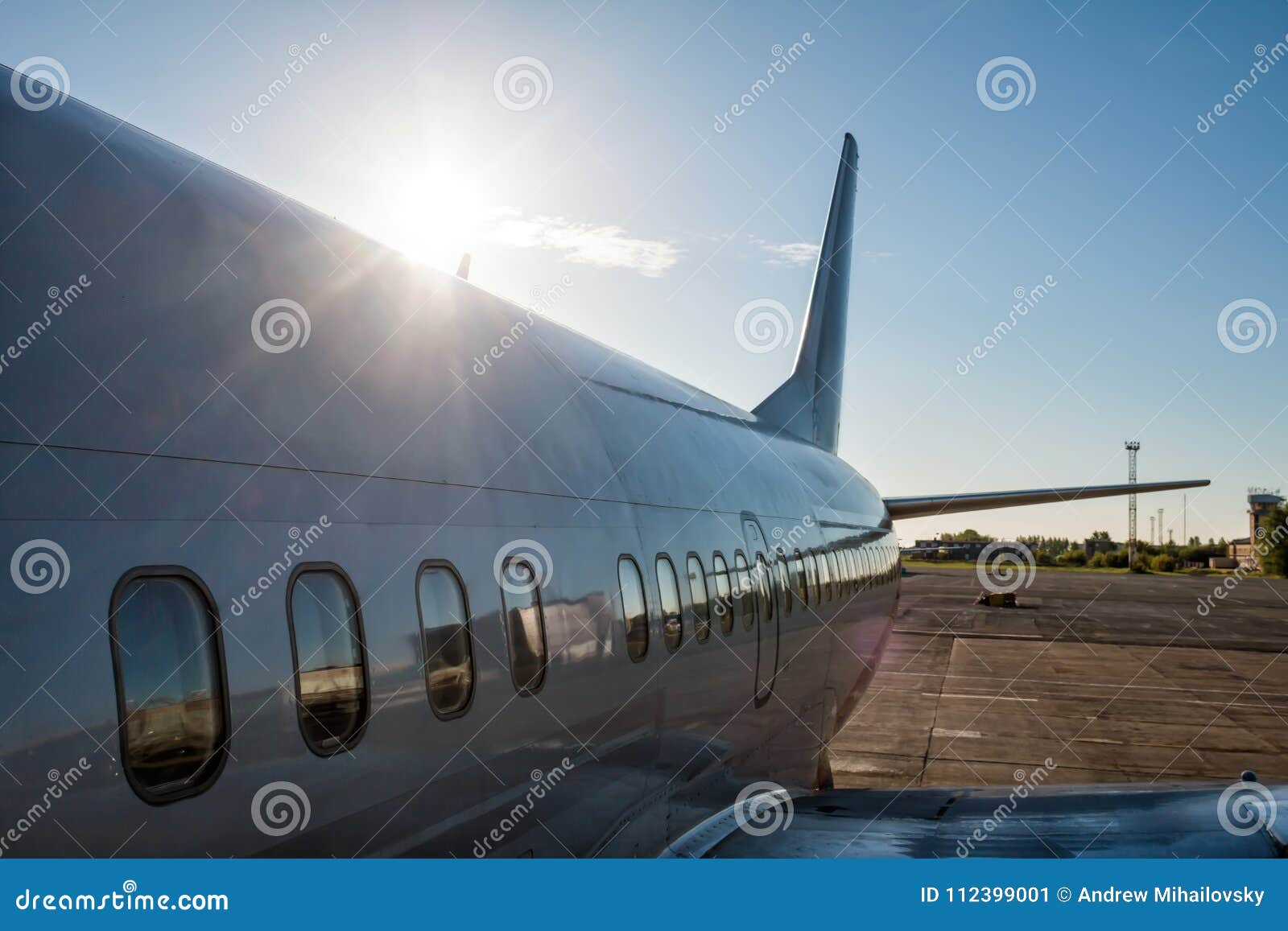 View from the Boarding Steps To the Rear of the Passenger Plane in the ...