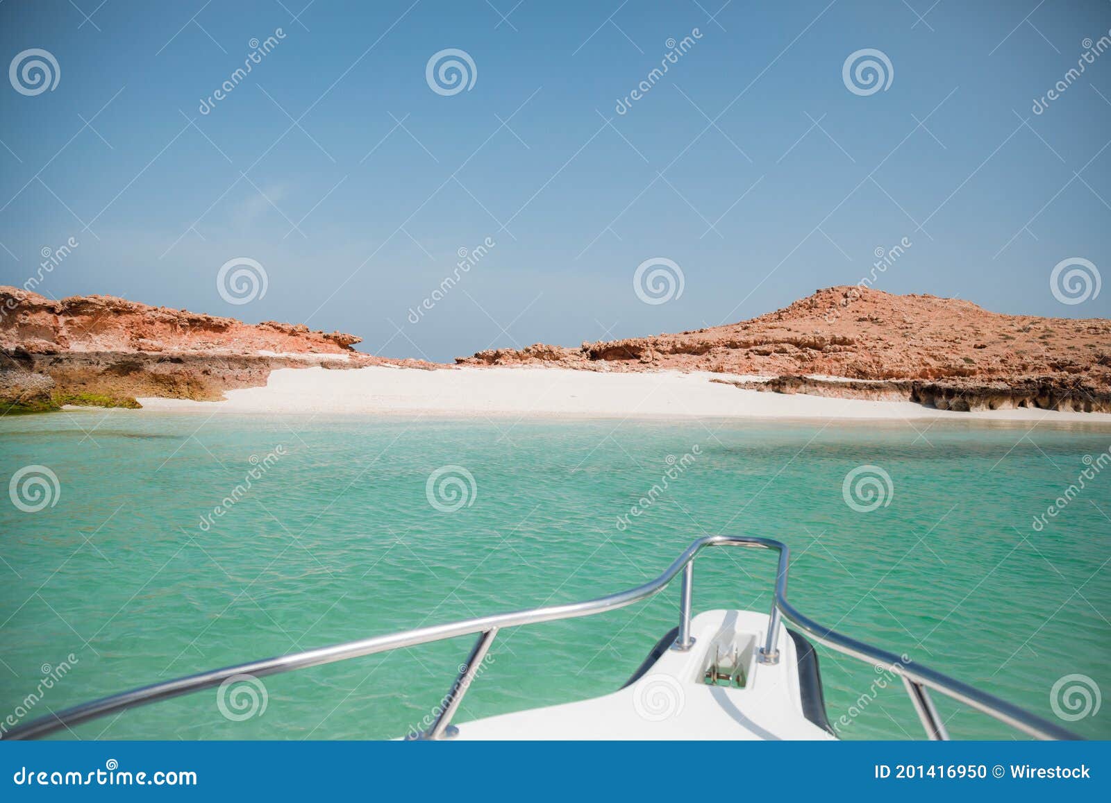 View from the Boat Approaching a Beach in Oman on a Sunny Summer Day ...