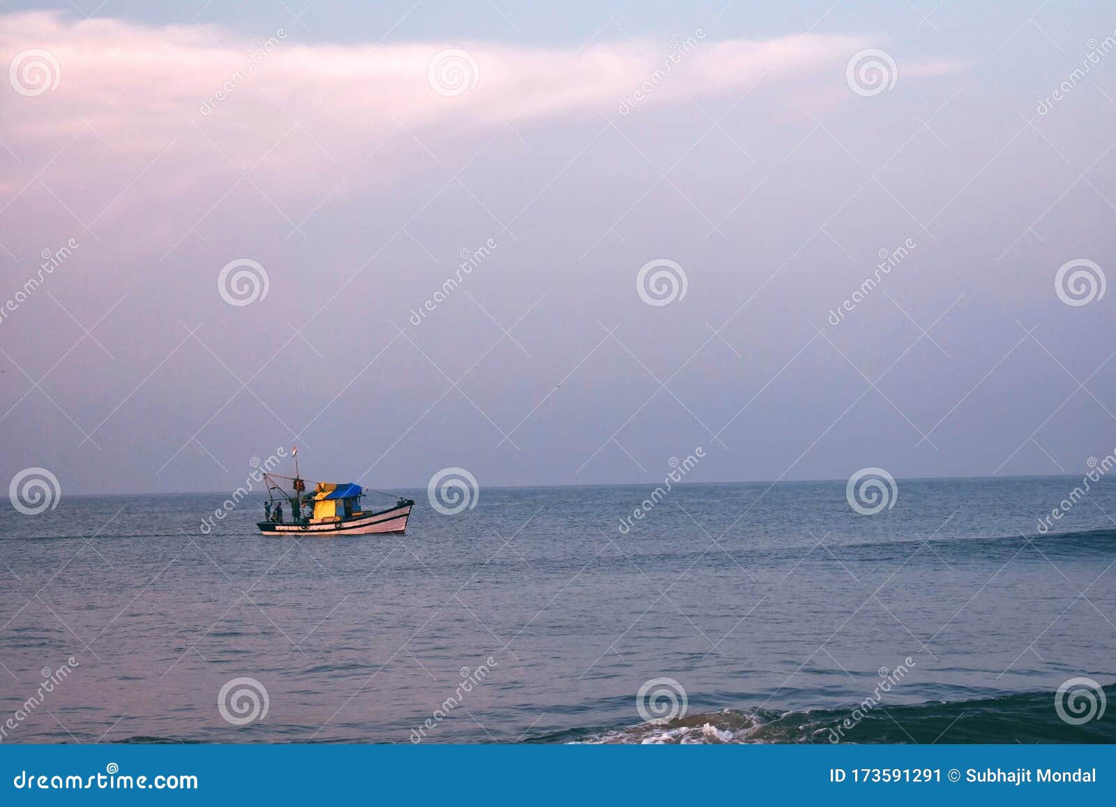 A View of a Boat in the Shore of a Ocean Stock Image - Image of ripple ...