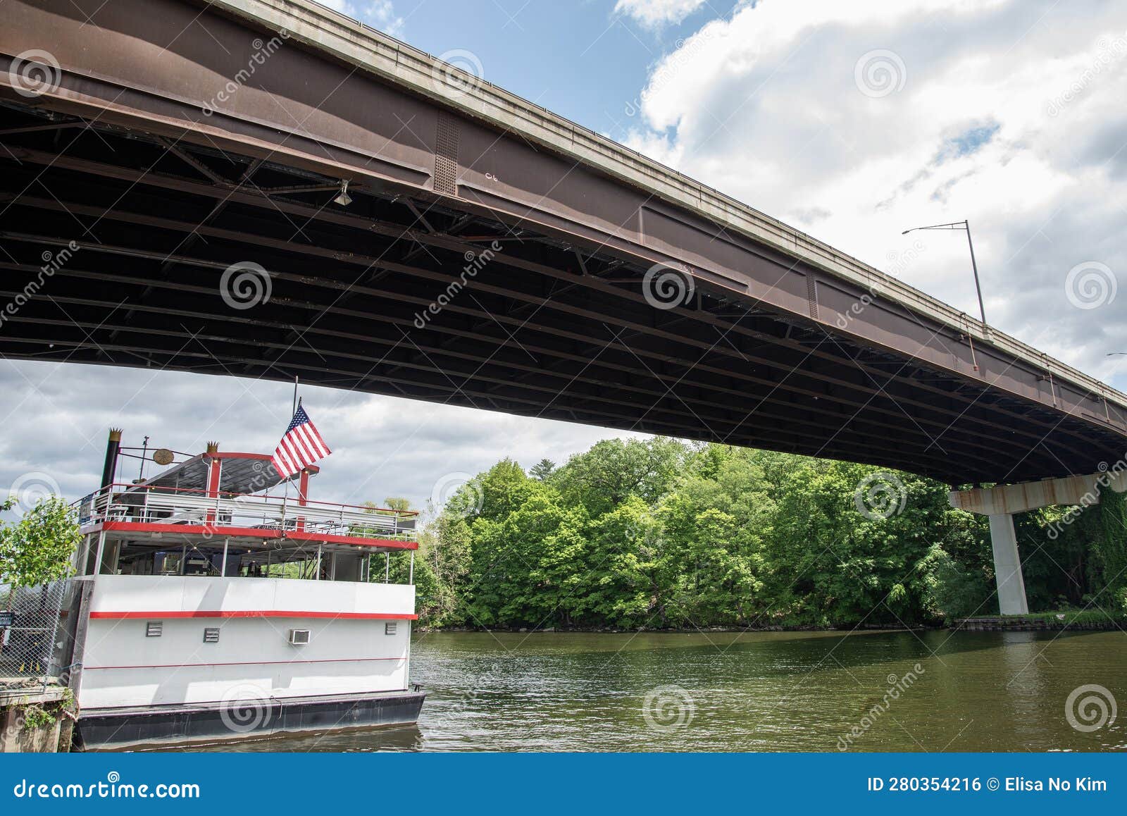 Boat under the bridge stock photo. Image of architecture - 280354216