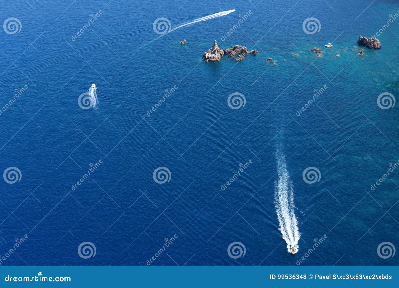 Boats Sailing on the Sea, Around the Rocks Stock Photo - Image of ship ...