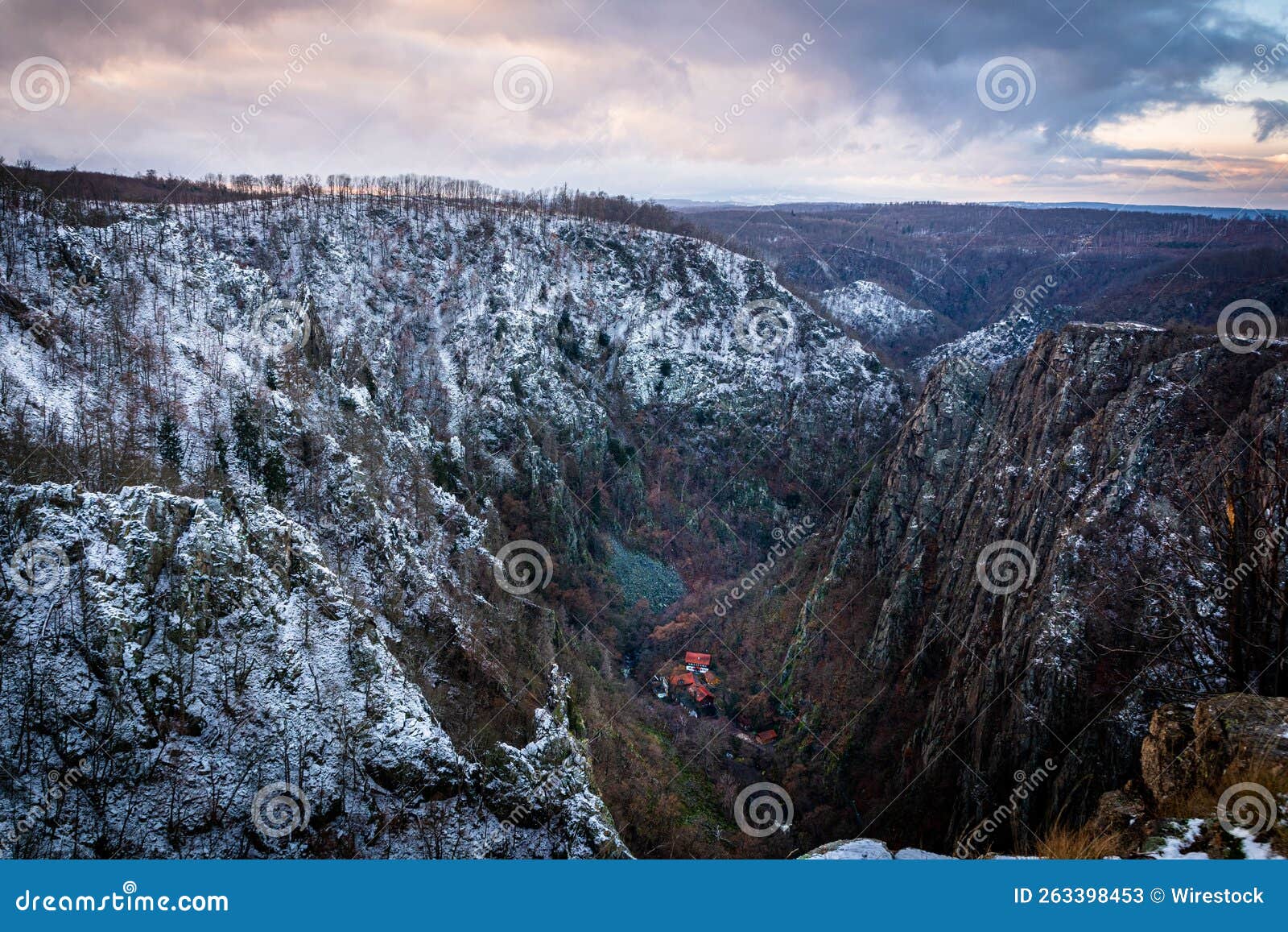 View of the Bode Gorge of the Harz Mountains in Winter in Germany ...