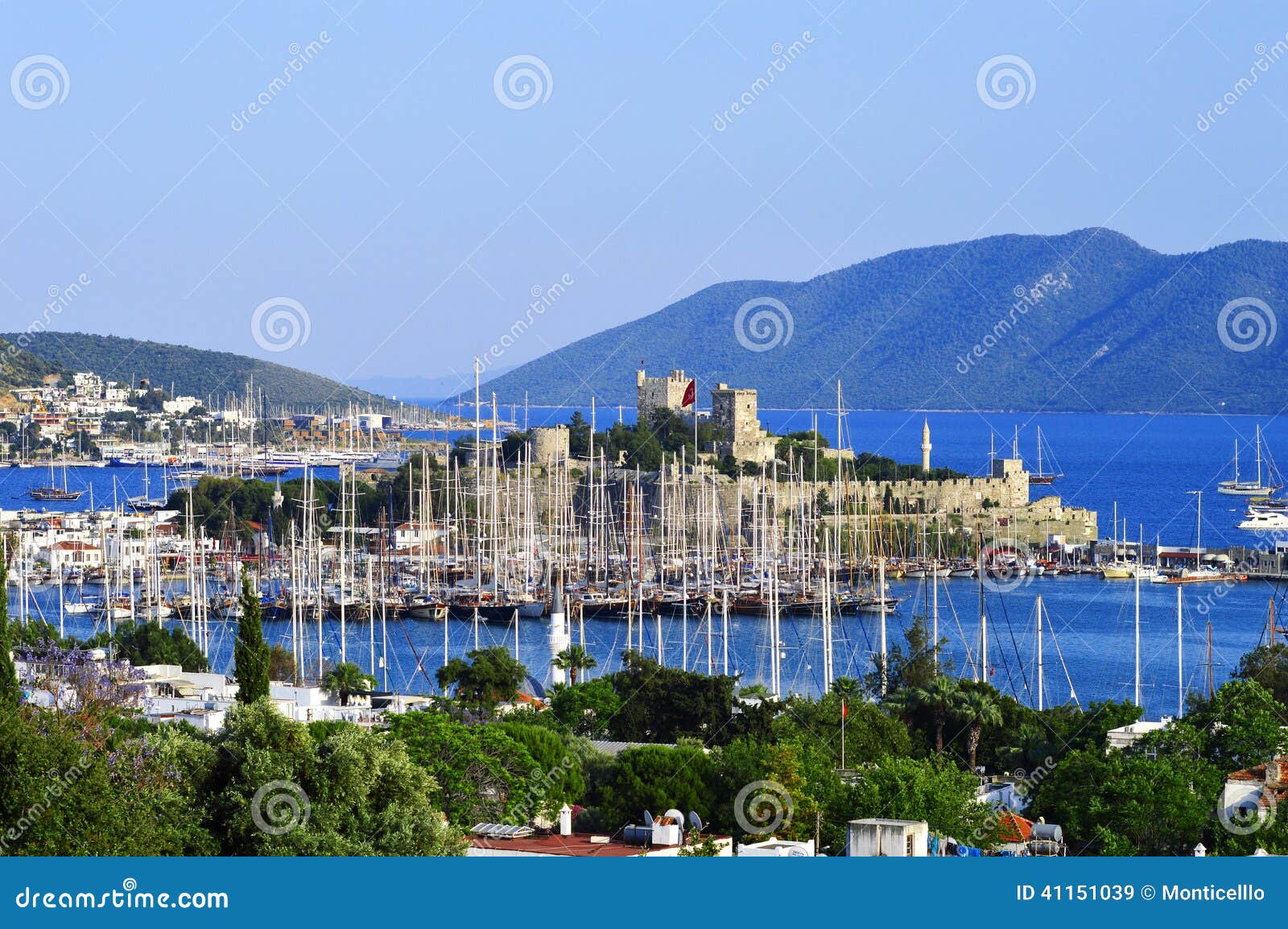 View of Bodrum Harbor during Hot Summer Day. Turkish Riviera Stock ...
