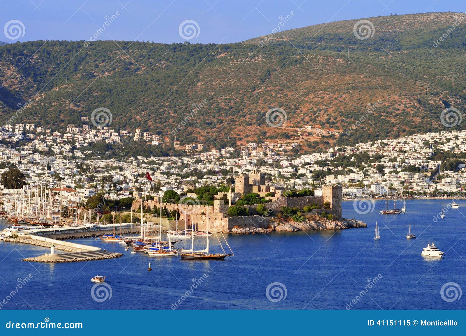 View of Bodrum Harbor during Hot Summer Day. Turkish Riviera Stock ...
