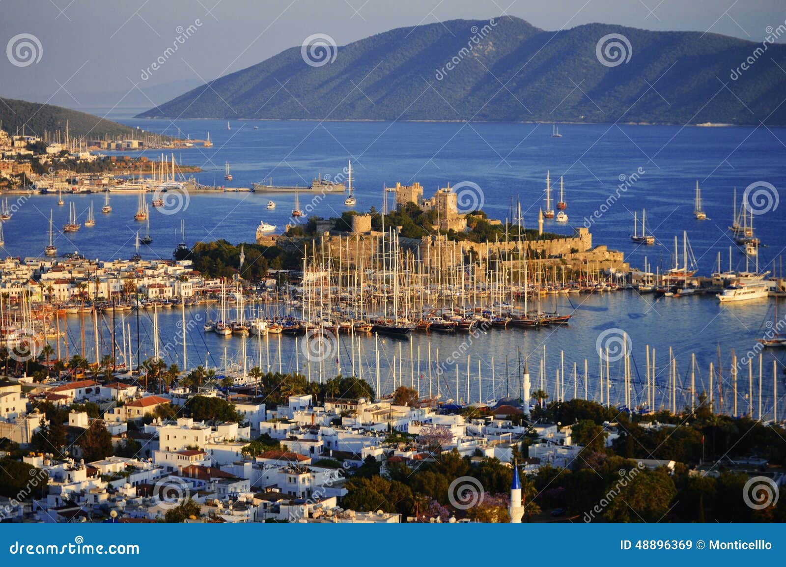 View of Bodrum Harbor during Hot Summer Day. Turkish Riviera Stock ...
