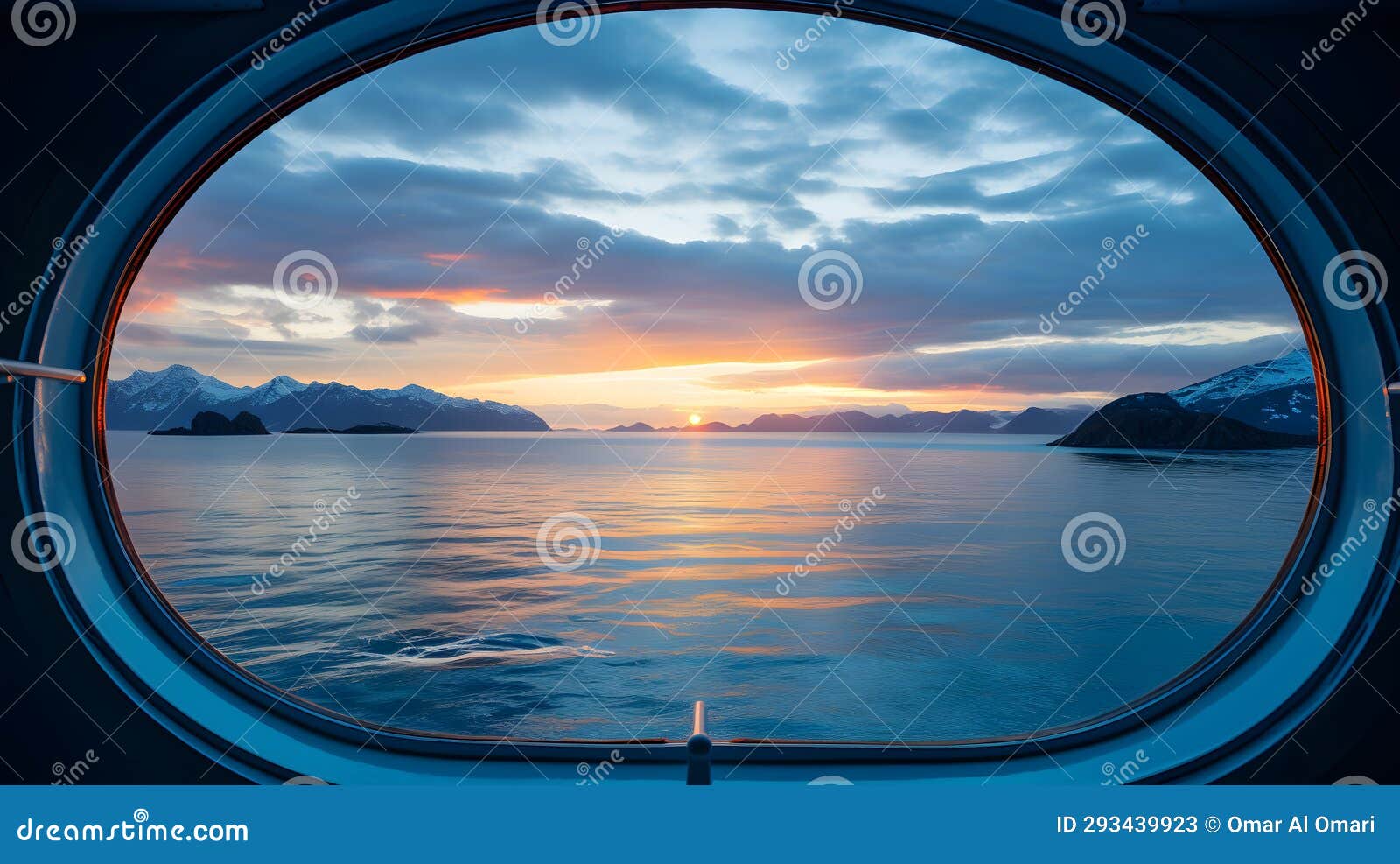 A View of a Body of Water through a Porthole Window.Window View from ...