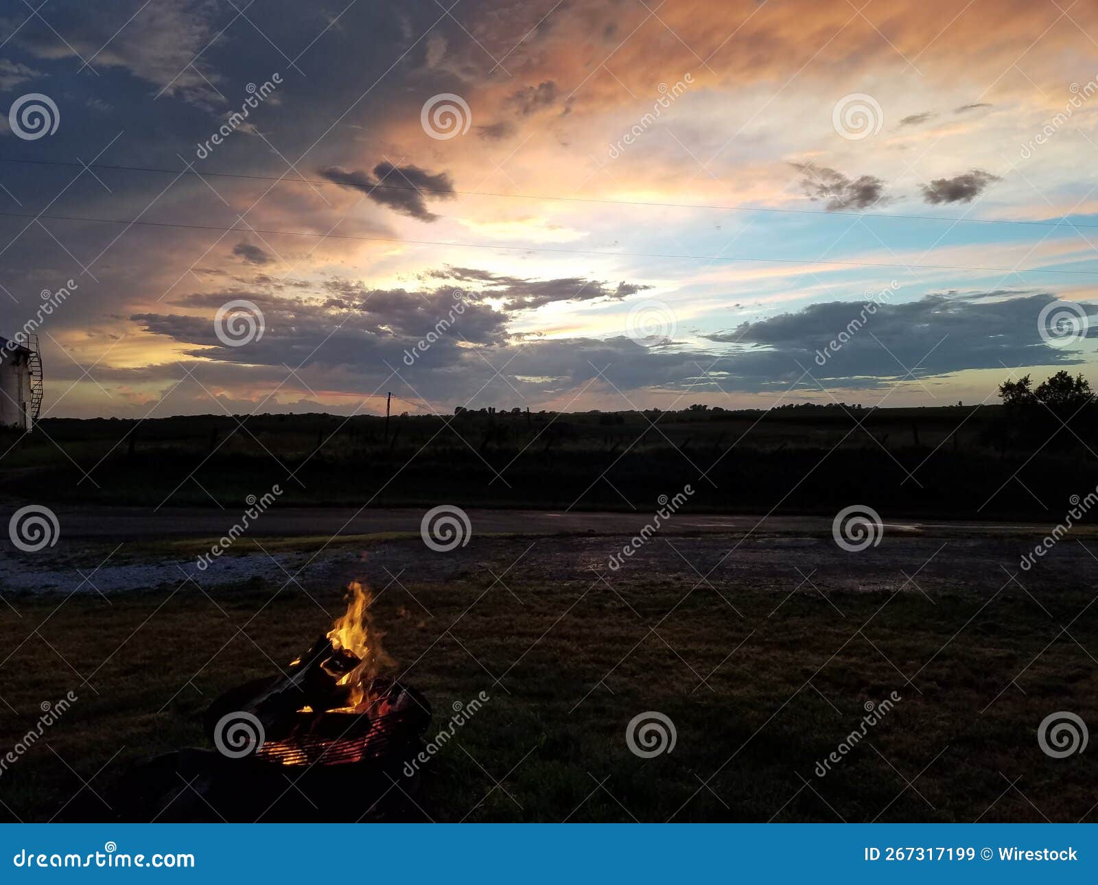 View of a Bonfire in the Field at Night Stock Image - Image of bonfire ...