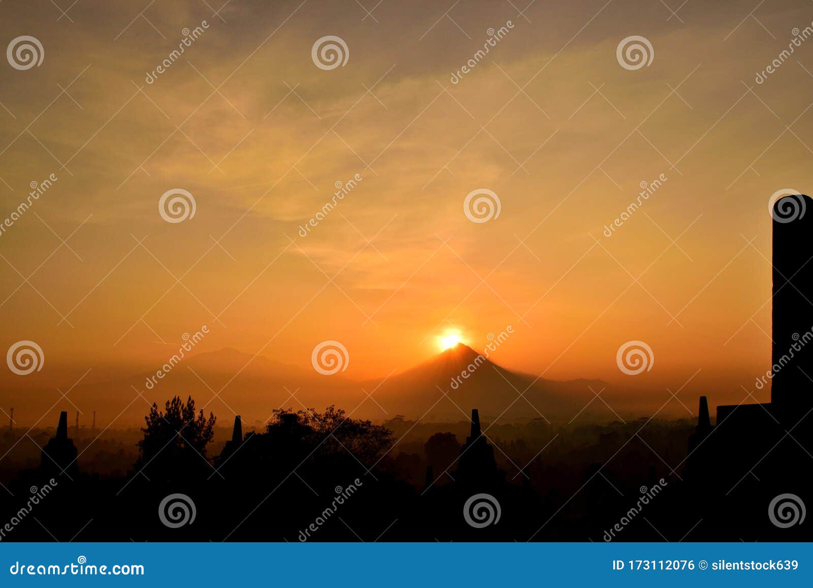 View from the Borobudur Temple at Sunrise Stock Photo - Image of ...