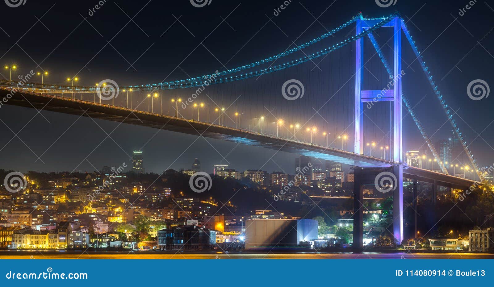 View of Bosphorus Bridge at Night Istanbul Editorial Stock Image ...