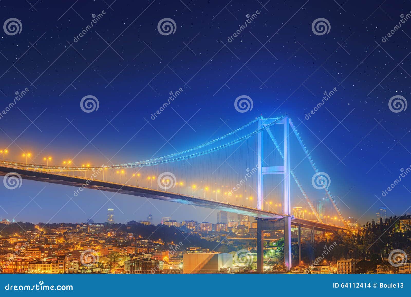 View of Bosphorus Bridge at Night Istanbul Stock Photo - Image of ...