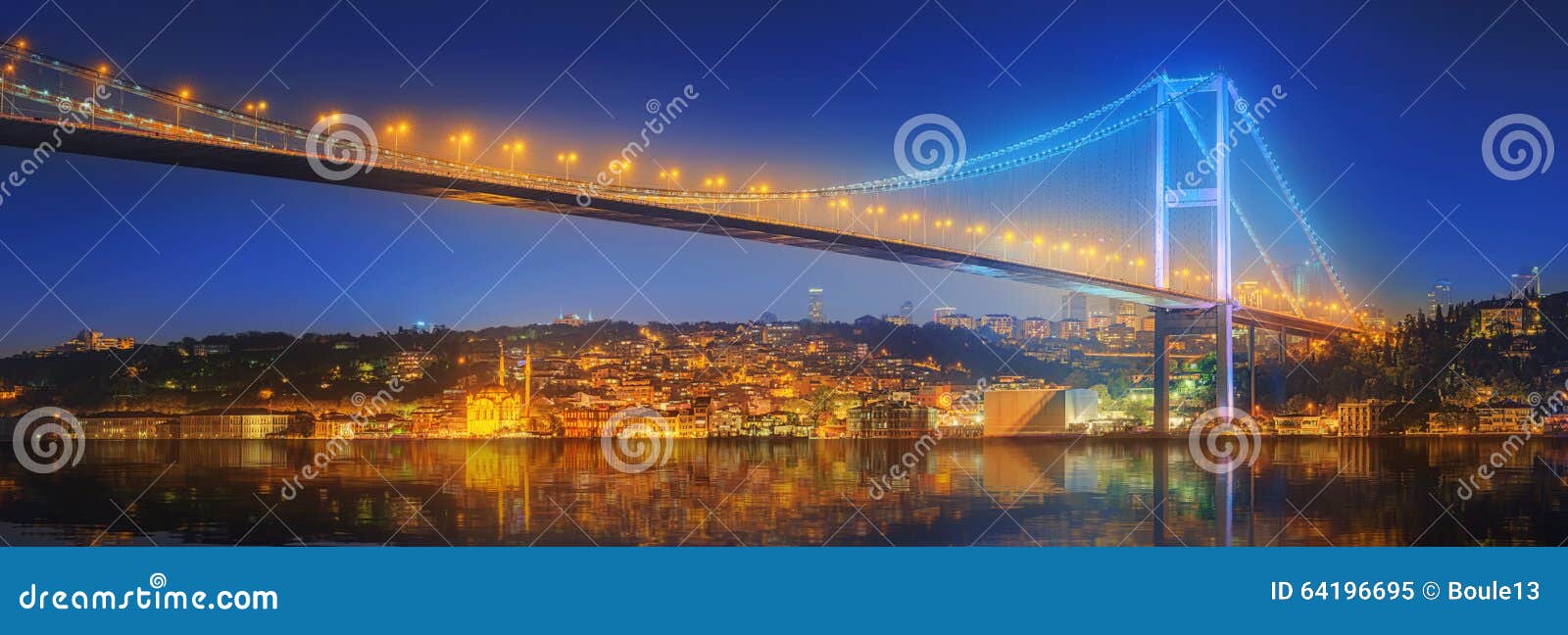View of Bosphorus Bridge at Night Istanbul Stock Image - Image of ...