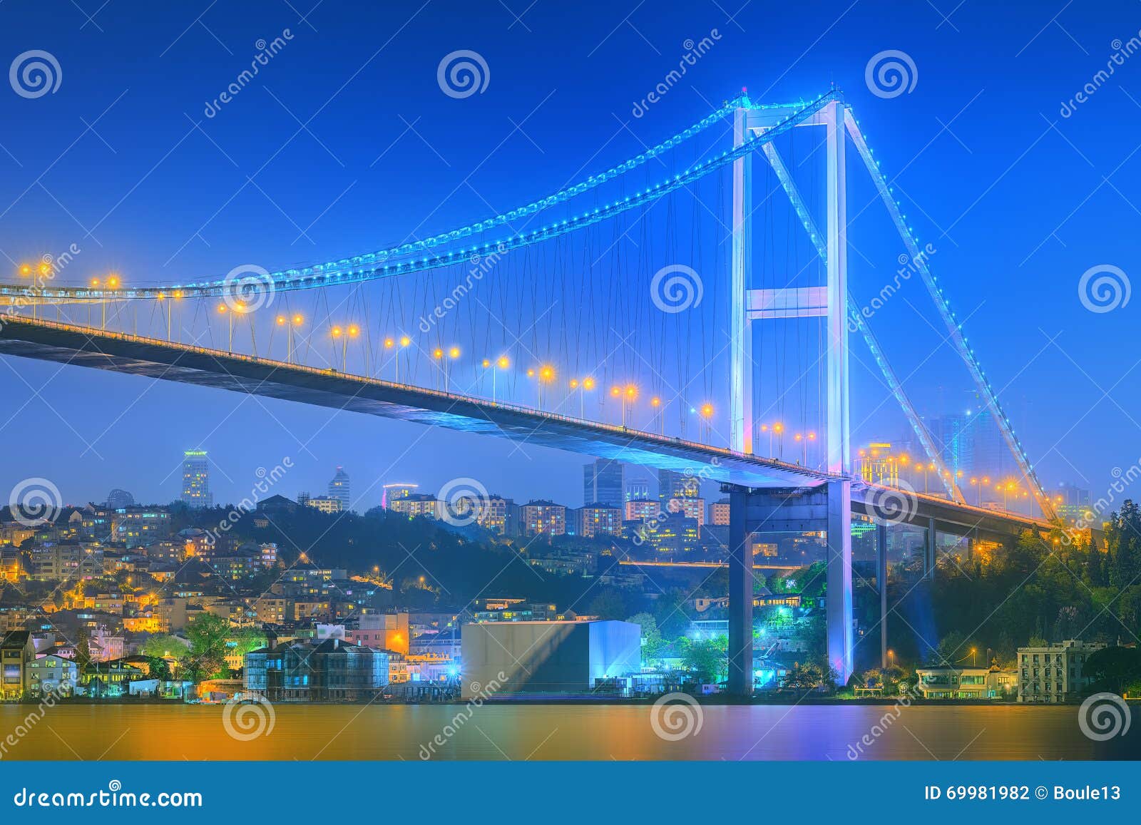 View of Bosphorus Bridge at Night Istanbul Stock Photo - Image of ...