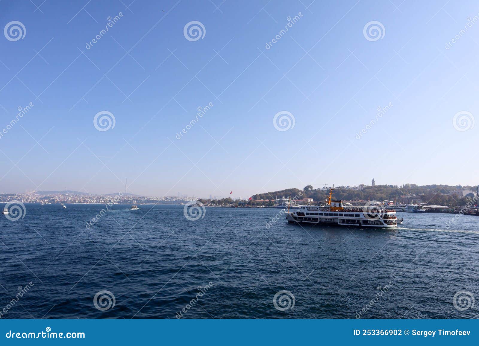 View of the Bosphorus Strait in Istanbul, Turkey in the Bright Sunny ...