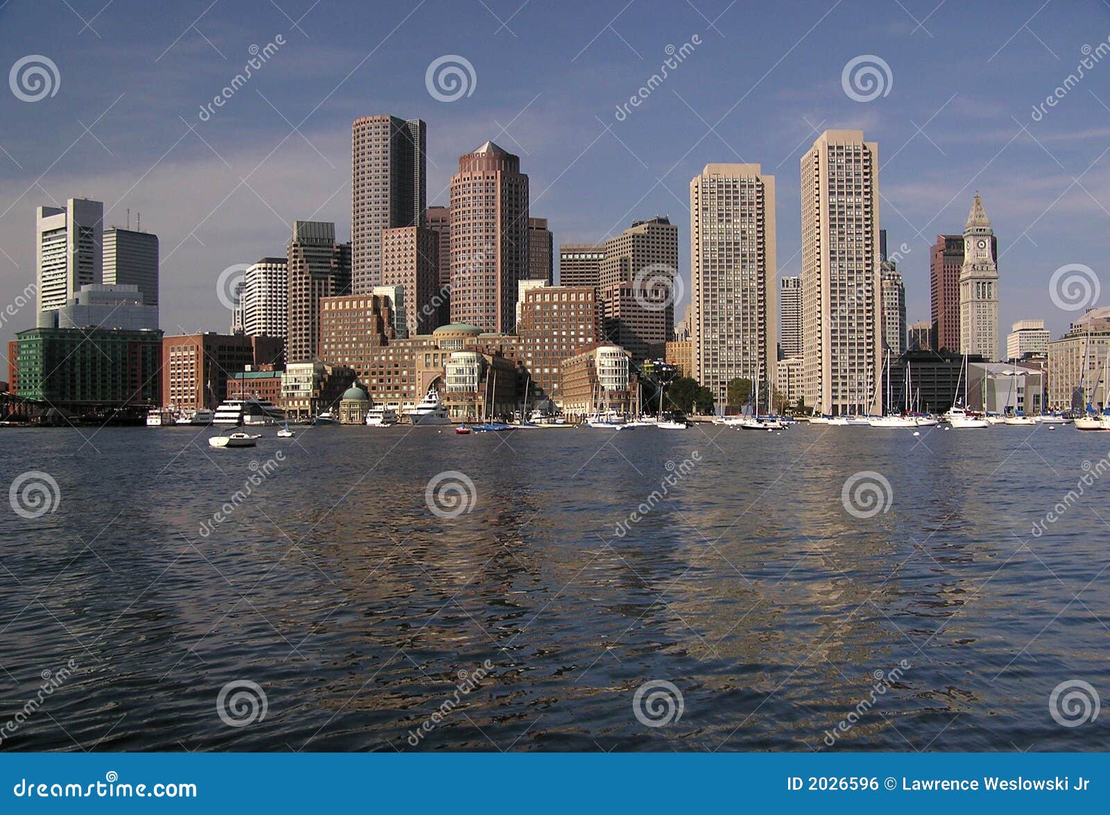 View of Boston from the Harbor 3 Stock Photo - Image of clouds, blue ...