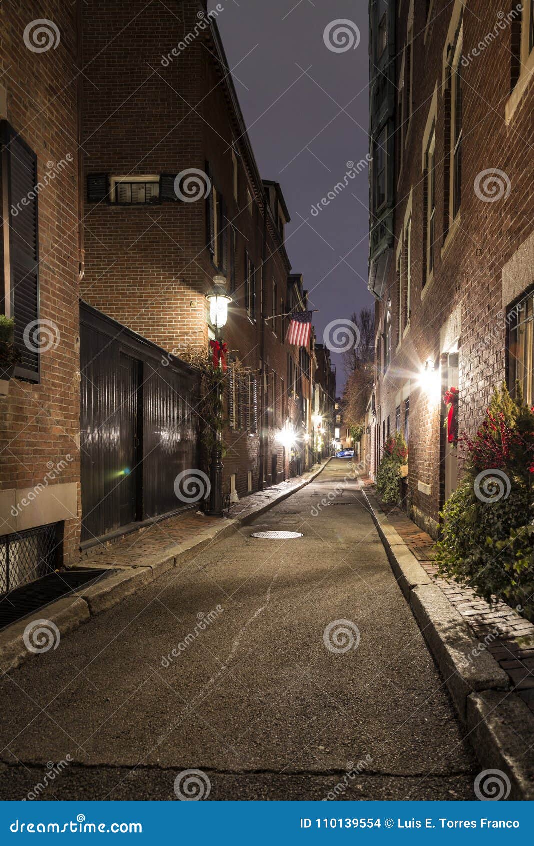 Boston`s Streets in the Night Stock Photo - Image of background, light ...