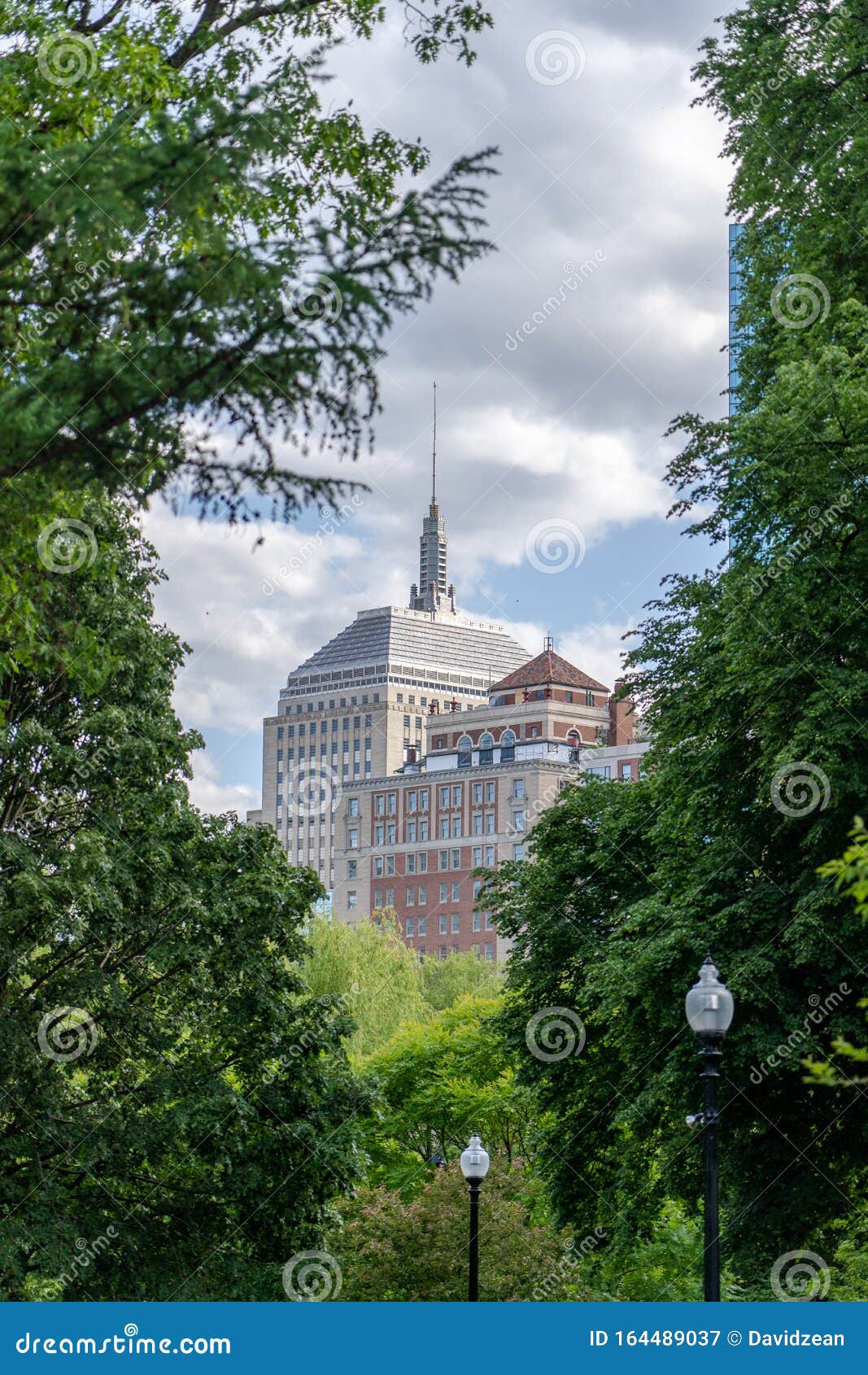 View of Boston Skyscraper Berkeley Building from Public Garden Stock ...