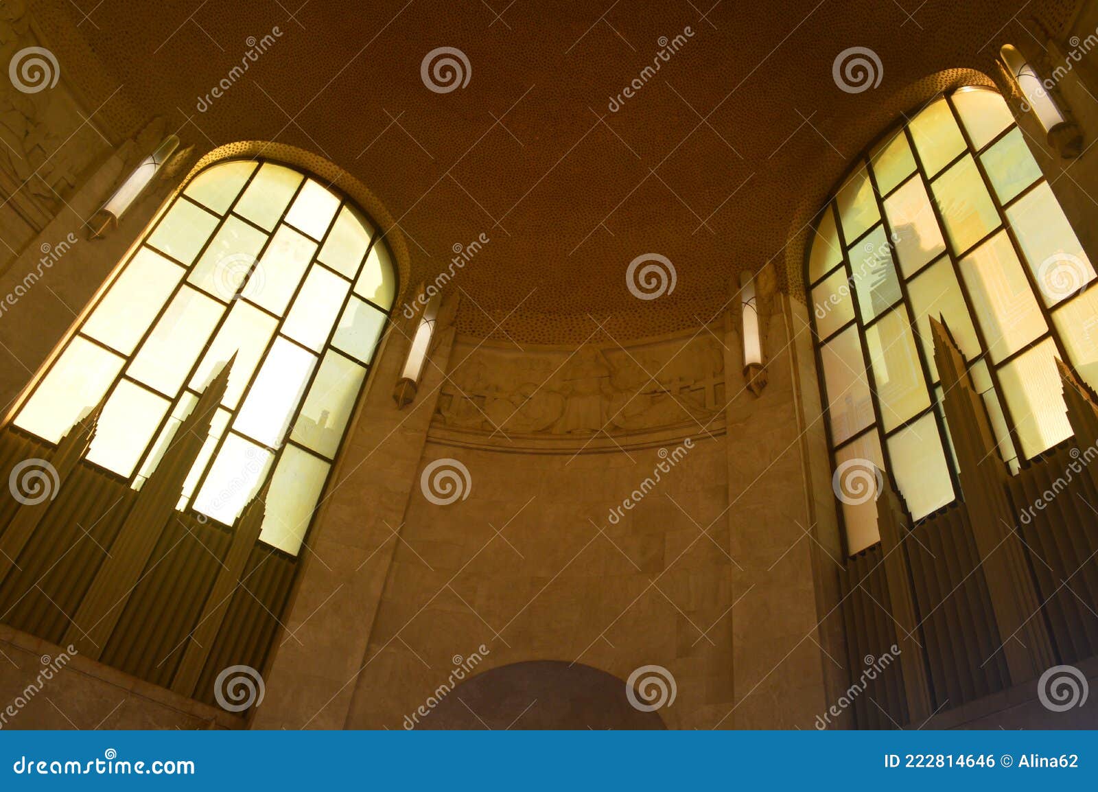 View from the Bottom - Two Windows Inside a Building Stock Photo ...