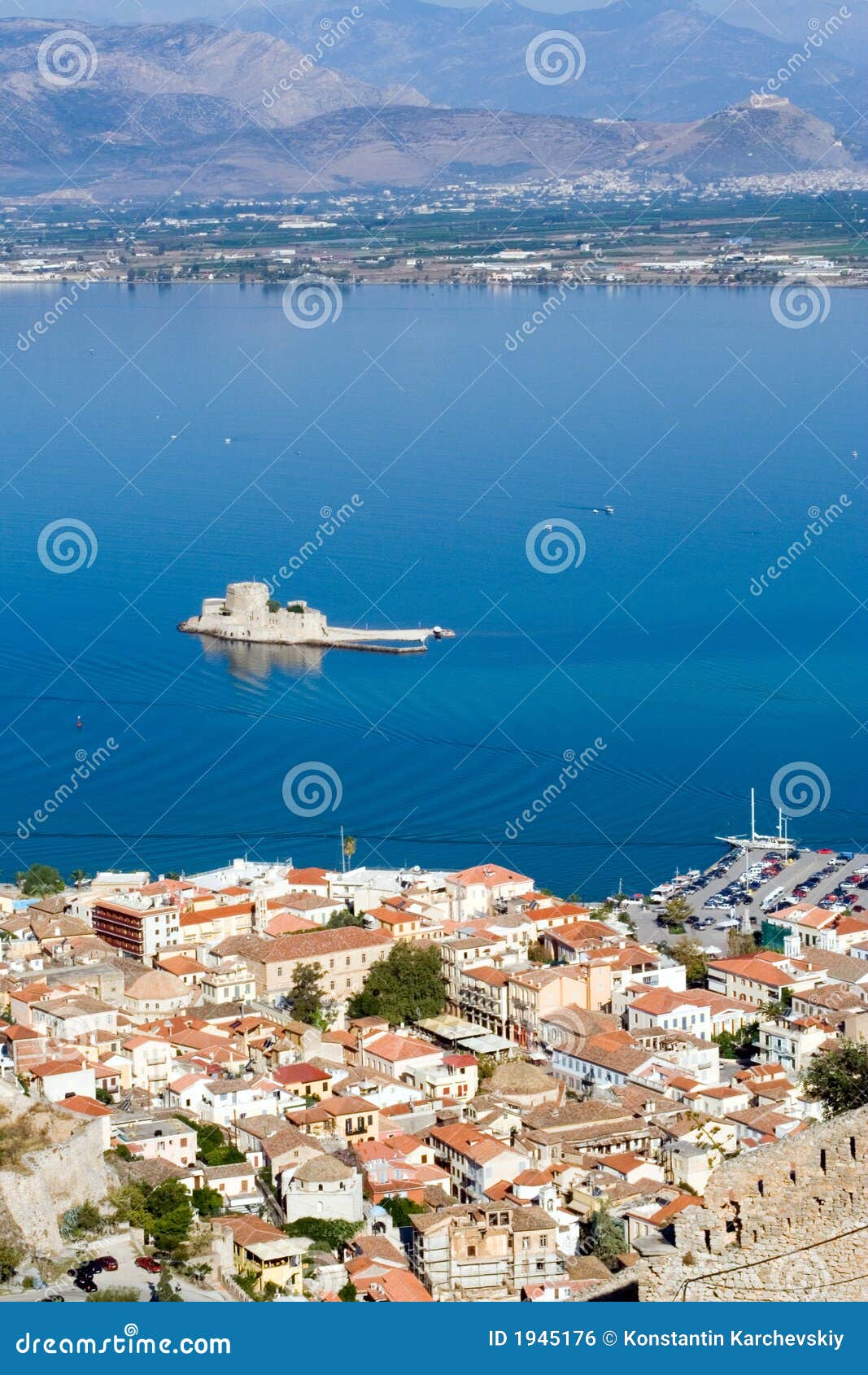 View on Bourtzi Castle in Nafplion Greece Stock Photo - Image of ...