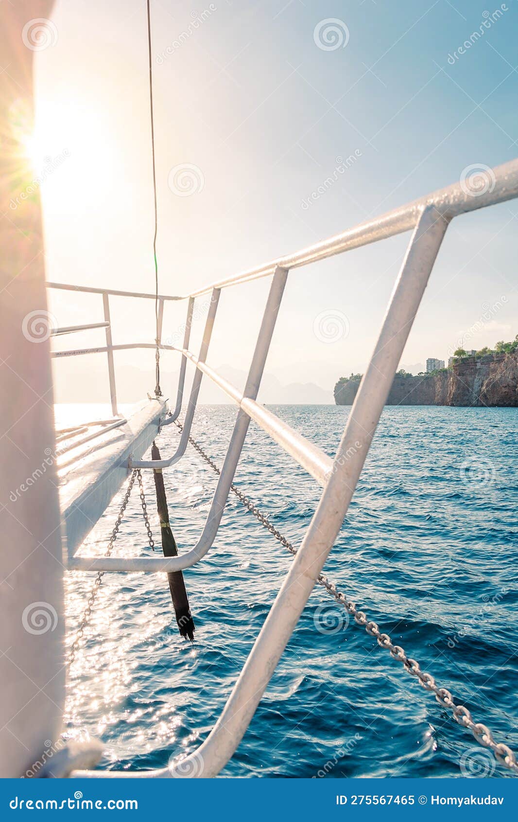 View of the Bow of the Ship and the Sea Horizon with the Blue Surface ...