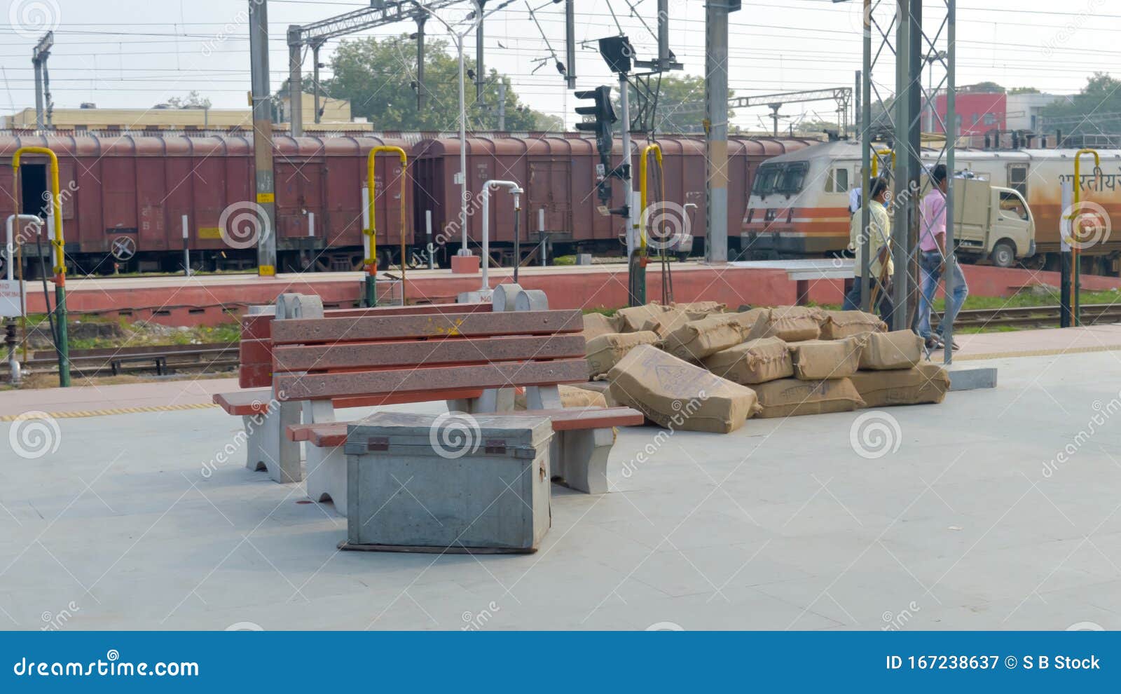 View of Box Container on Indian Railway Station Platform Near Railway ...