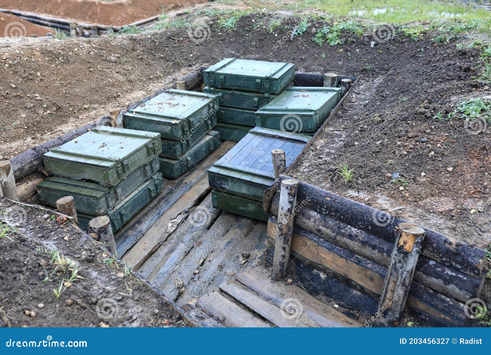 View of Boxes with Artillery Shells in Trench Editorial Photography ...