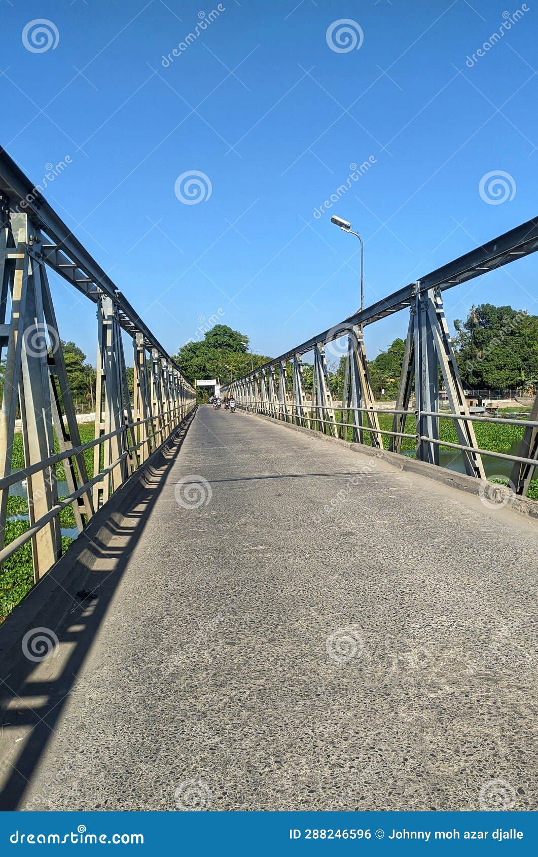 View of Bridge Against Blue Sky Background Stock Photo - Image of ...