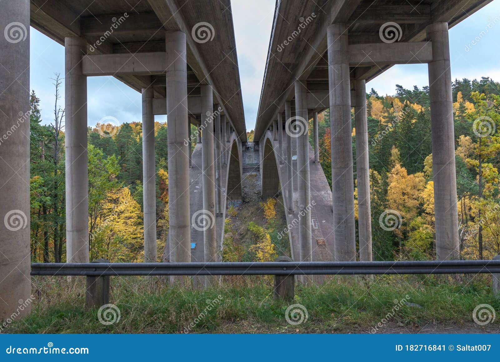 View of the Bridge from Below. Concrete Bridge Construction Stock Image ...