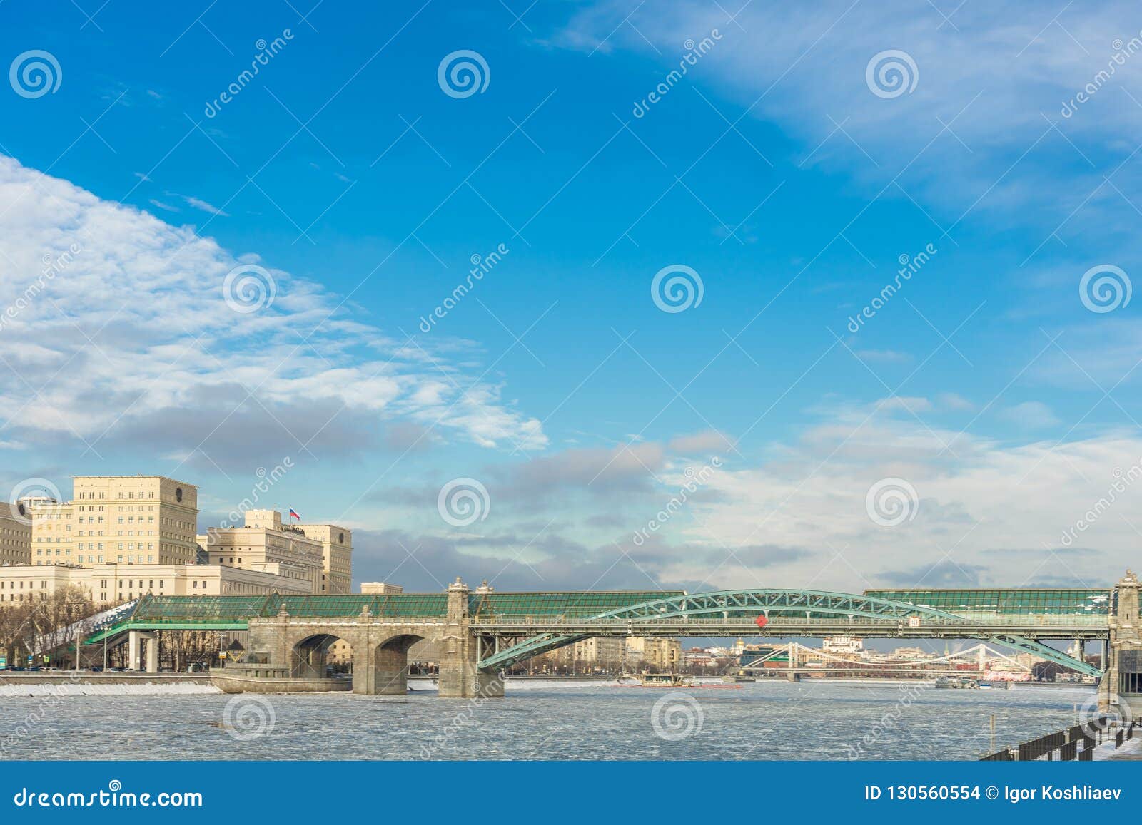 View of the Bridge and the Freezing River Stock Photo - Image of russia ...