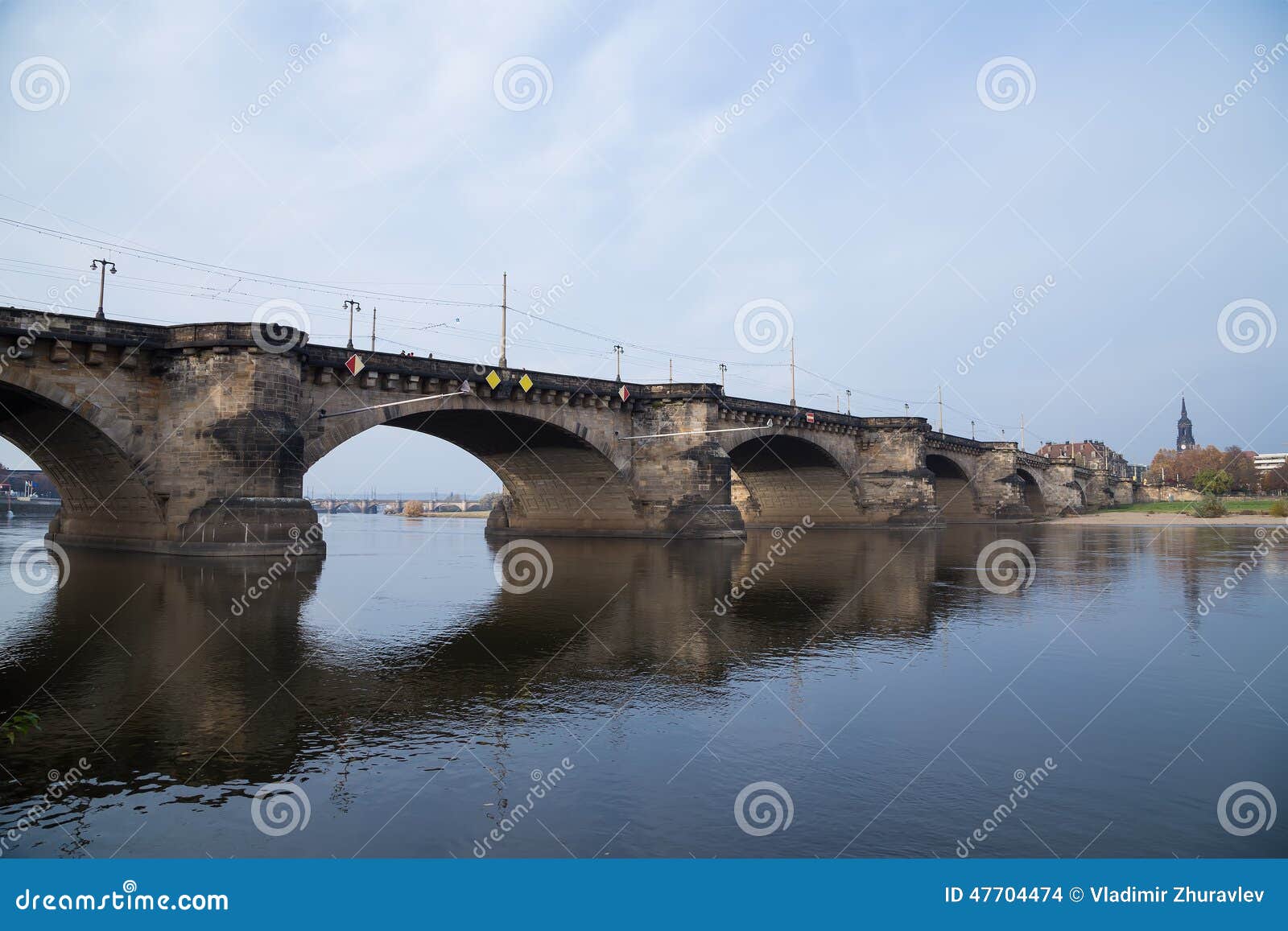 View of Bridge Over Elbe River in Dresden, Germany Stock Photo - Image ...