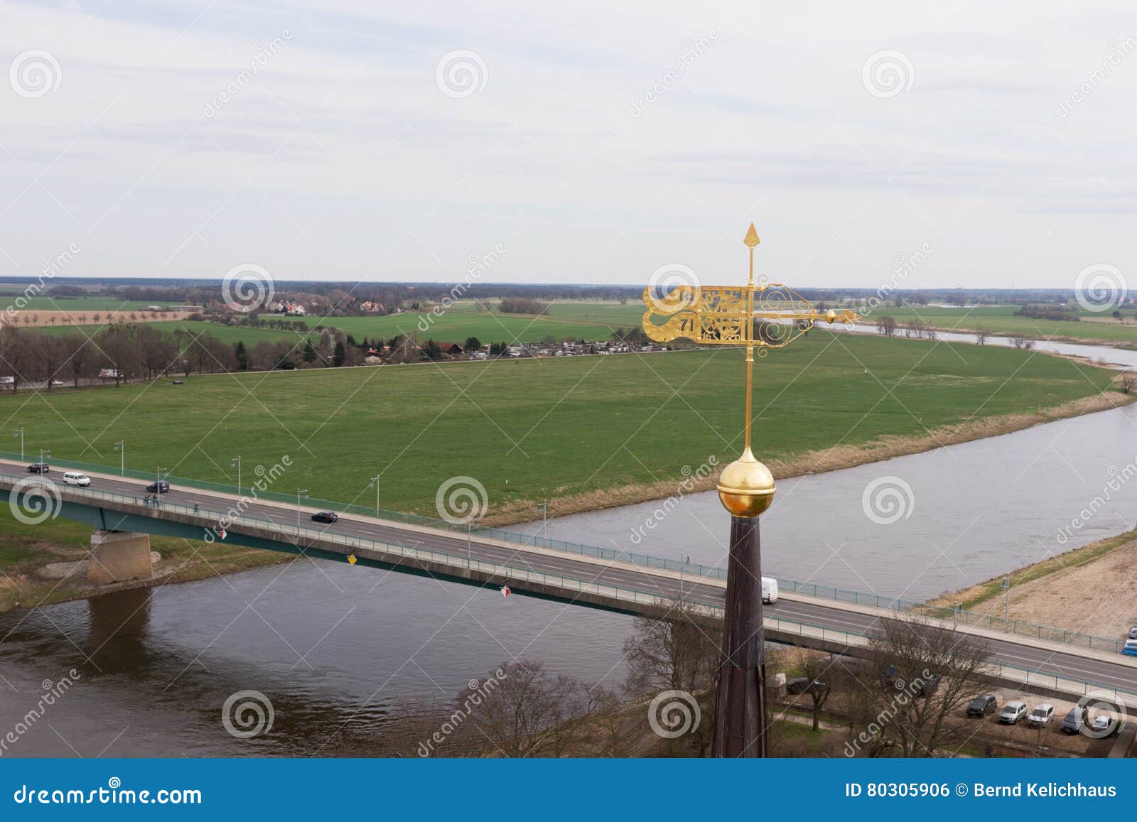 View of the Bridge and River Elbe in Torgau, Saxony Stock Photo - Image ...