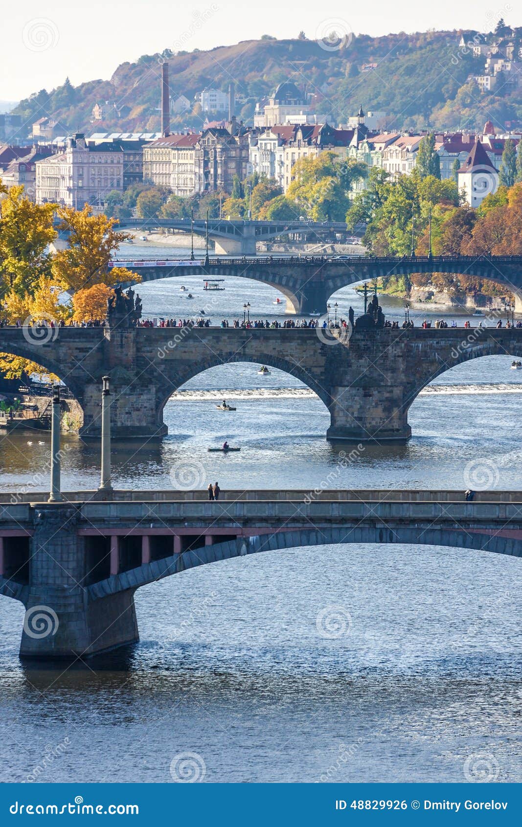 View of Bridges on Vltava River Stock Photo - Image of town, scenic ...