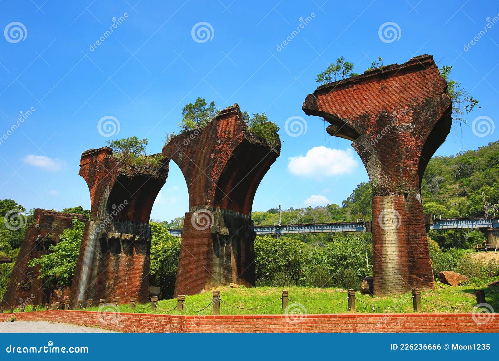 View of Broken Bridge with Train Track Editorial Photo - Image of grass ...