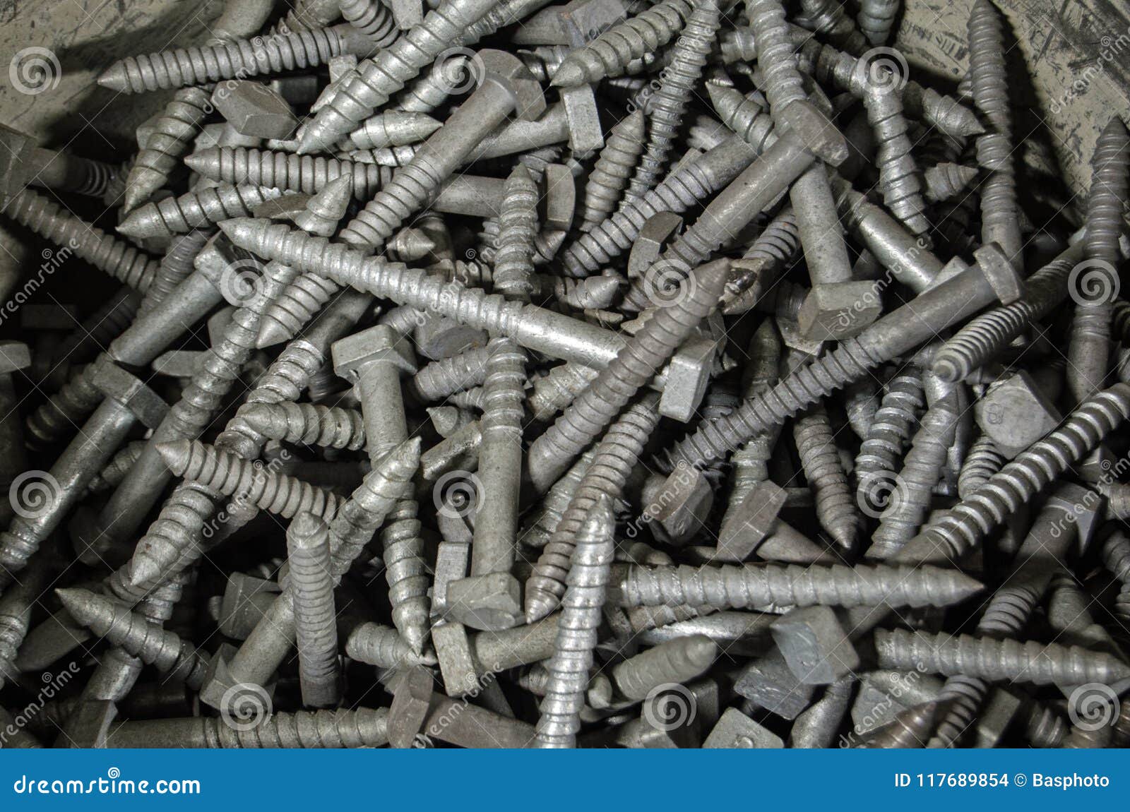 Bucket of large screws stock photo. Image of screws - 117689854