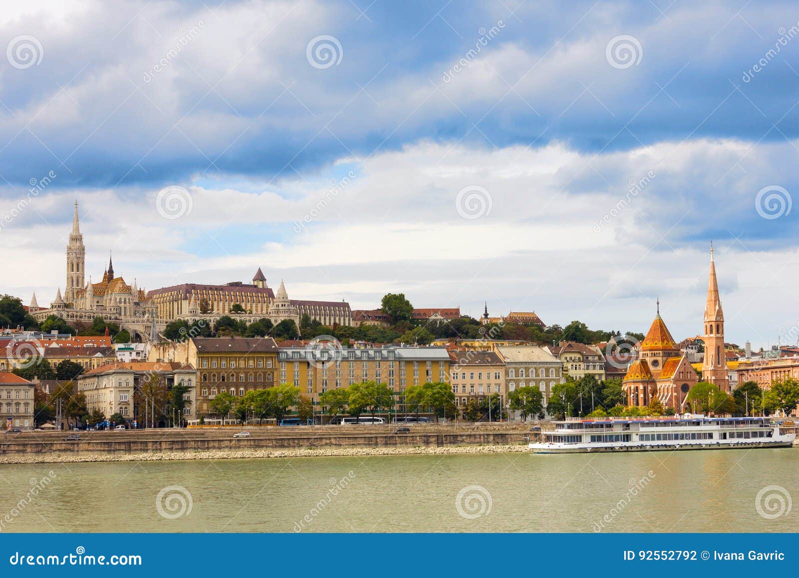 View of the Buda Side of Budapest on a Sunny Day by the Danube River ...