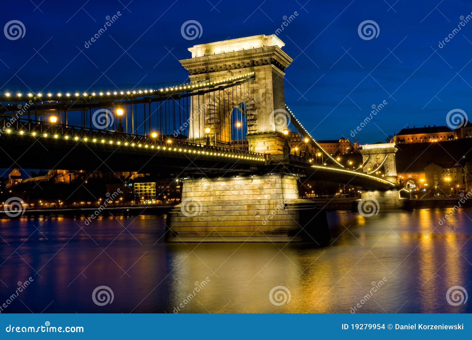 View of the Budapest Chain Bridge at Night. Stock Photo - Image of ...