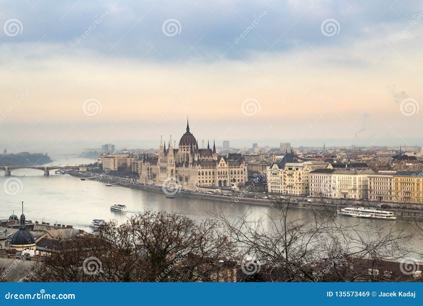 View of Budapest Parliament at Sunset, Hungary Stock Image - Image of ...