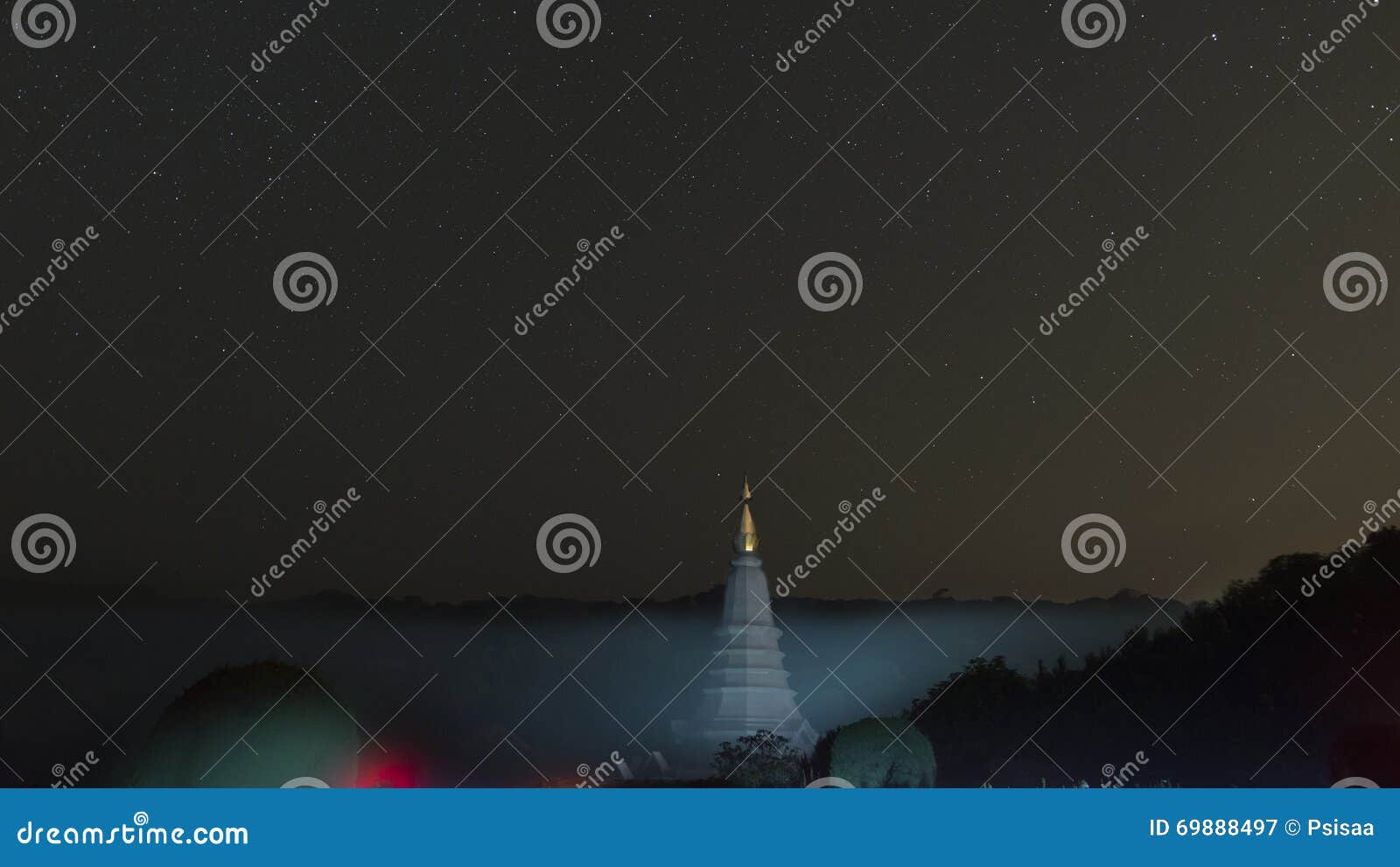 View of Buddhist Pagoda and Star in Galaxy Stock Image - Image of ...